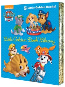 paw patrol little golden book library (paw patrol): itty-bitty kitty rescue; puppy birthday!; pirate pups; all-star pups!; jurassic bark!