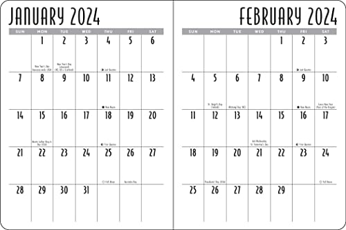 Mary EngelDark 12-Month 2024 Monthly/Weekly Planner Calendar