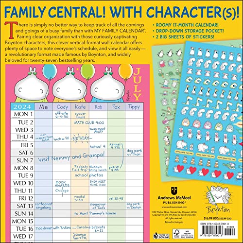 Sandra Boynton's My Family Calendar 17-Month 2023-2024 Family Wall Calendar