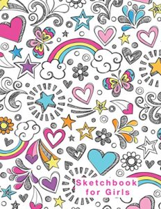 sketchbook for girls: blank pages, 110 pages, white paper, sketch, doodle and draw