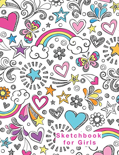 Sketchbook for Girls: Blank Pages, 110 pages, White paper, Sketch, Doodle and Draw