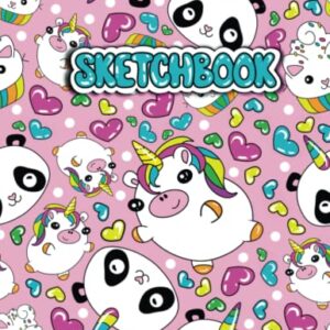 Sketchbook: Cute Unicorn Kawaii Sketchbook for Girls with 100+ Pages of 8.5"x11" Blank Paper for Drawing, Doodling or Learning to Draw (Sketch Books for Kids)