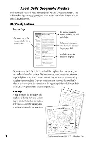 Evan-Moor Daily Geography Practice, Grade 6, Homeschooling and Classroom Resource Workbook, Reproducible Worksheets, Teaching Edition, Downloadable Maps, USA, World, Continents, Oceans, Countries