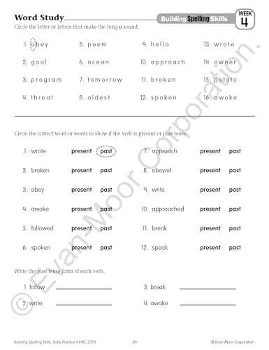 Evan-Moor Building Spelling Skills, Grade 5 - Homeschooling & Classroom Resource Workbook, Reproducible Worksheets, Teaching Edition, Spelling Strategies, Reading and Writing Skills