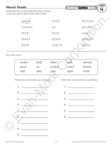 Evan-Moor Building Spelling Skills, Grade 3 - Homeschooling & Classroom Resource Workbook, Reproducible Worksheets, Teaching Edition, Spelling Strategies, Reading and Writing Skills