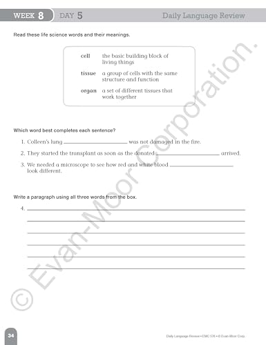 Evan-Moor Daily Language Review, Grade 6 Actvities Homeschooling & Classroom Resource Workbook, Reproducible Worksheets, Teacher Edition, Daily Practice, Skills Assessment, Grammar, Punctuation