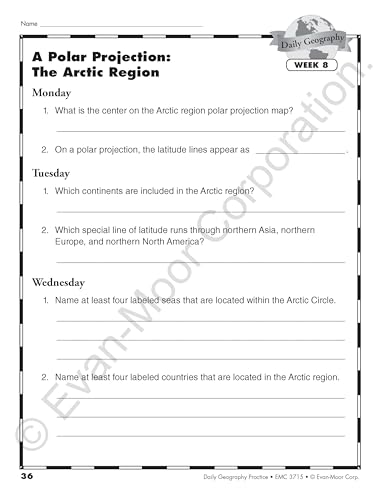 Evan-Moor Daily Geography Practice, Grade 6, Homeschooling and Classroom Resource Workbook, Reproducible Worksheets, Teaching Edition, Downloadable Maps, USA, World, Continents, Oceans, Countries