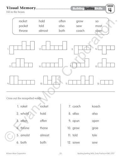 Evan-Moor Building Spelling Skills, Grade 3 - Homeschooling & Classroom Resource Workbook, Reproducible Worksheets, Teaching Edition, Spelling Strategies, Reading and Writing Skills