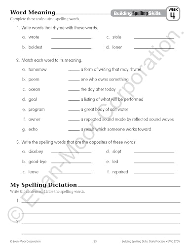 Evan-Moor Building Spelling Skills, Grade 5 - Homeschooling & Classroom Resource Workbook, Reproducible Worksheets, Teaching Edition, Spelling Strategies, Reading and Writing Skills