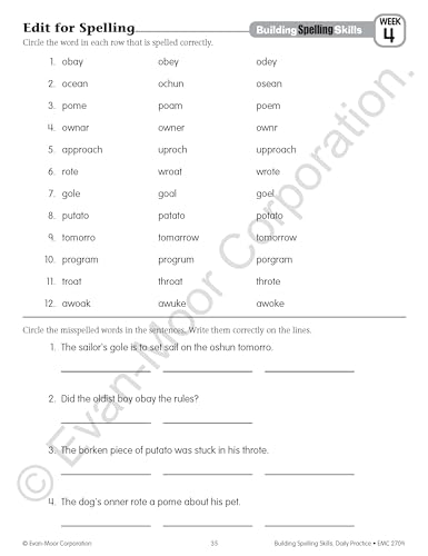 Evan-Moor Building Spelling Skills, Grade 5 - Homeschooling & Classroom Resource Workbook, Reproducible Worksheets, Teaching Edition, Spelling Strategies, Reading and Writing Skills