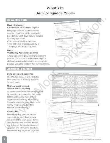 Evan-Moor Daily Language Review, Grade 6 Actvities Homeschooling & Classroom Resource Workbook, Reproducible Worksheets, Teacher Edition, Daily Practice, Skills Assessment, Grammar, Punctuation