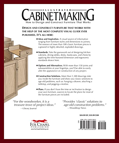 Illustrated Cabinetmaking: How to Design and Construct Furniture That Works (Fox Chapel Publishing) Over 1300 Drawings & Diagrams for Drawers, Tables, Beds, Bookcases, Cabinets, Joints & Subassemblies