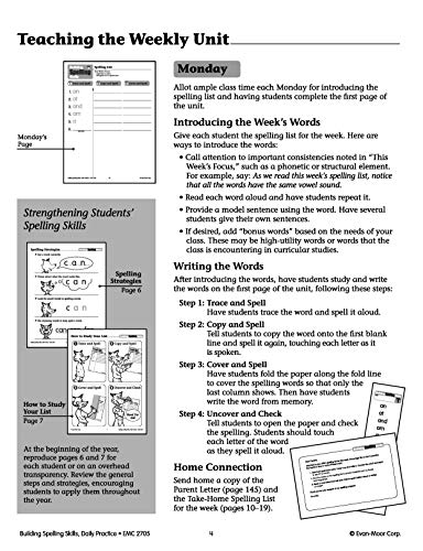 Evan-Moor Building Spelling Skills, Grade 1 - Homeschooling & Classroom Resource Workbook, Reproducible Worksheets, Teaching Edition, Spelling Strategies, Reading and Writing Skills