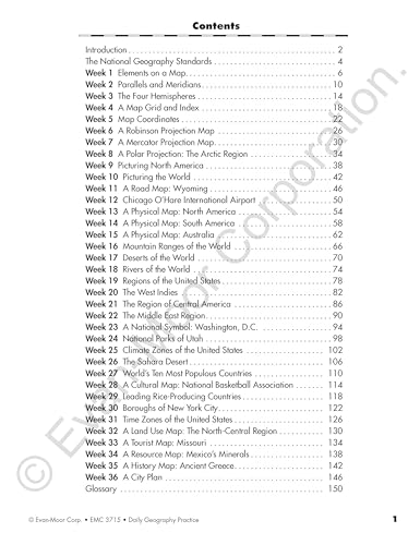 Evan-Moor Daily Geography Practice, Grade 6, Homeschooling and Classroom Resource Workbook, Reproducible Worksheets, Teaching Edition, Downloadable Maps, USA, World, Continents, Oceans, Countries