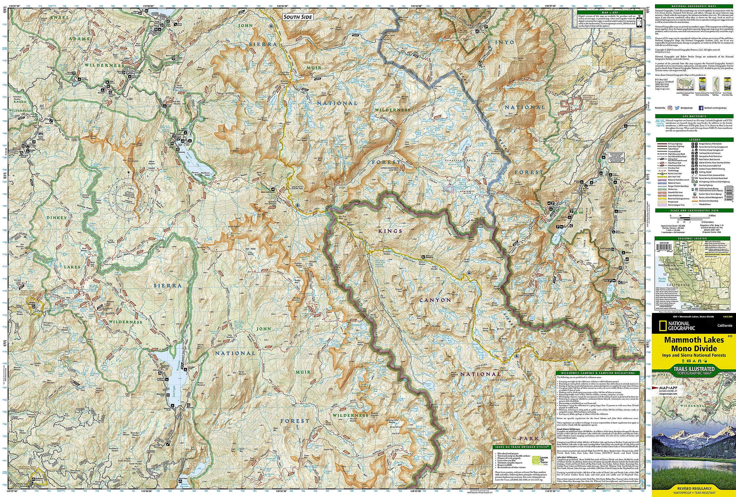 Mammoth Lakes, Mono Divide Map [Inyo and Sierra National Forests] (National Geographic Trails Illustrated Map, 809)