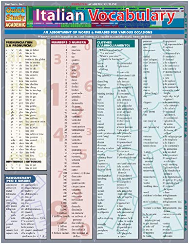 Italian Vocabulary QuickStudy Laminated Reference Guide (QuickStudy Academic)