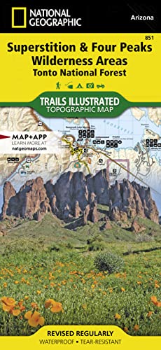 Superstition and Four Peaks Wilderness Areas Map [Tonto National Forest] (National Geographic Trails Illustrated Map, 851)