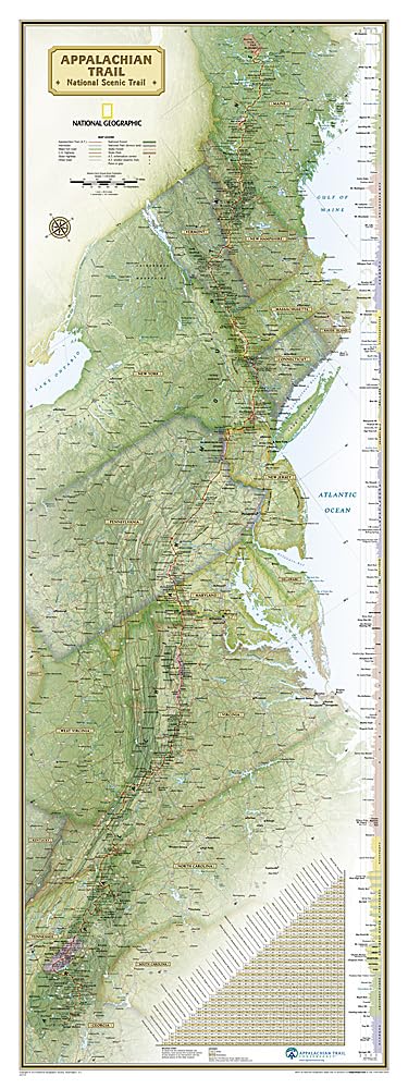 National Geographic Appalachian Trail Wall Map in gift box (18 x 48 in) (National Geographic Reference Map)