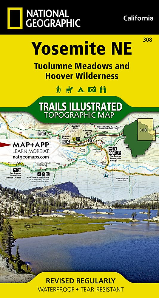 Yosemite NE: Tuolumne Meadows and Hoover Wilderness Map (National Geographic Trails Illustrated Map, 308)