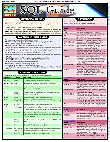 SQL Guide Laminated Reference Guide (QuickStudy SQL)