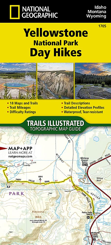 Yellowstone National Park Day Hikes Map (National Geographic Topographic Map Guide, 1705)