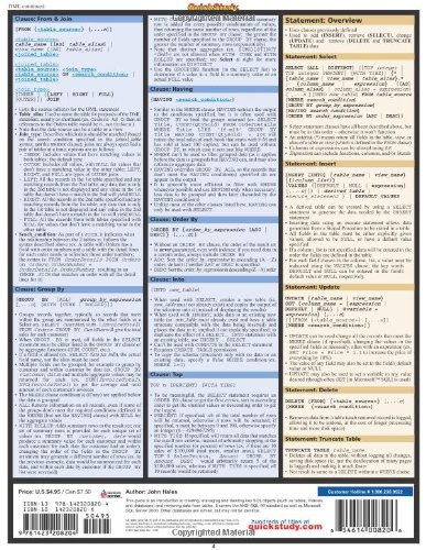 SQL Guide Laminated Reference Guide (QuickStudy SQL)