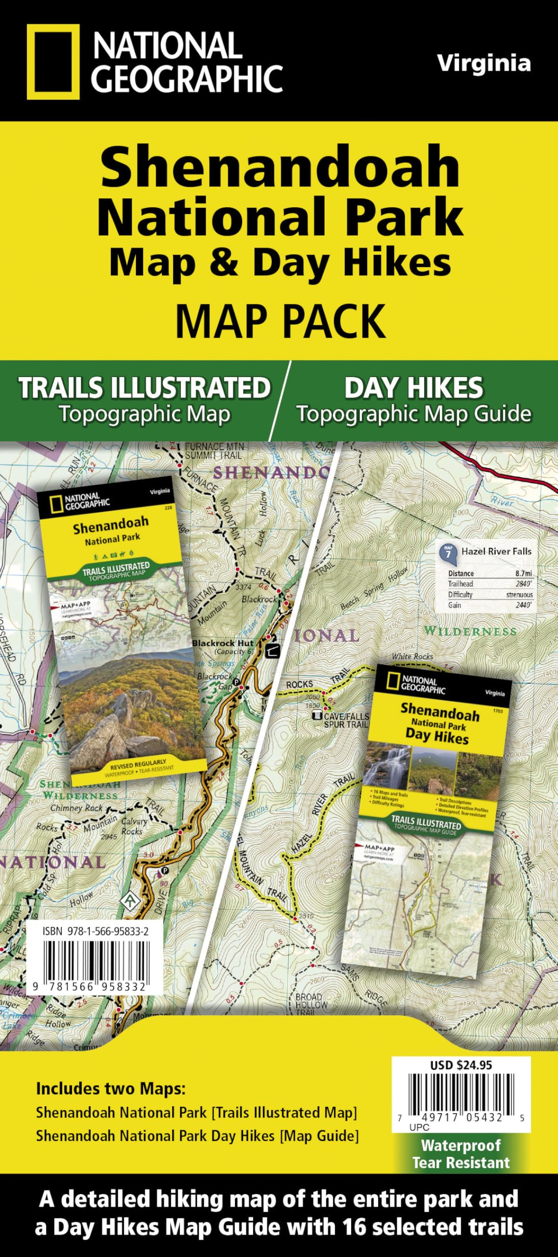 Shenandoah Day Hikes and National Park Map [Map Pack Bundle] (National Geographic Trails Illustrated Map)