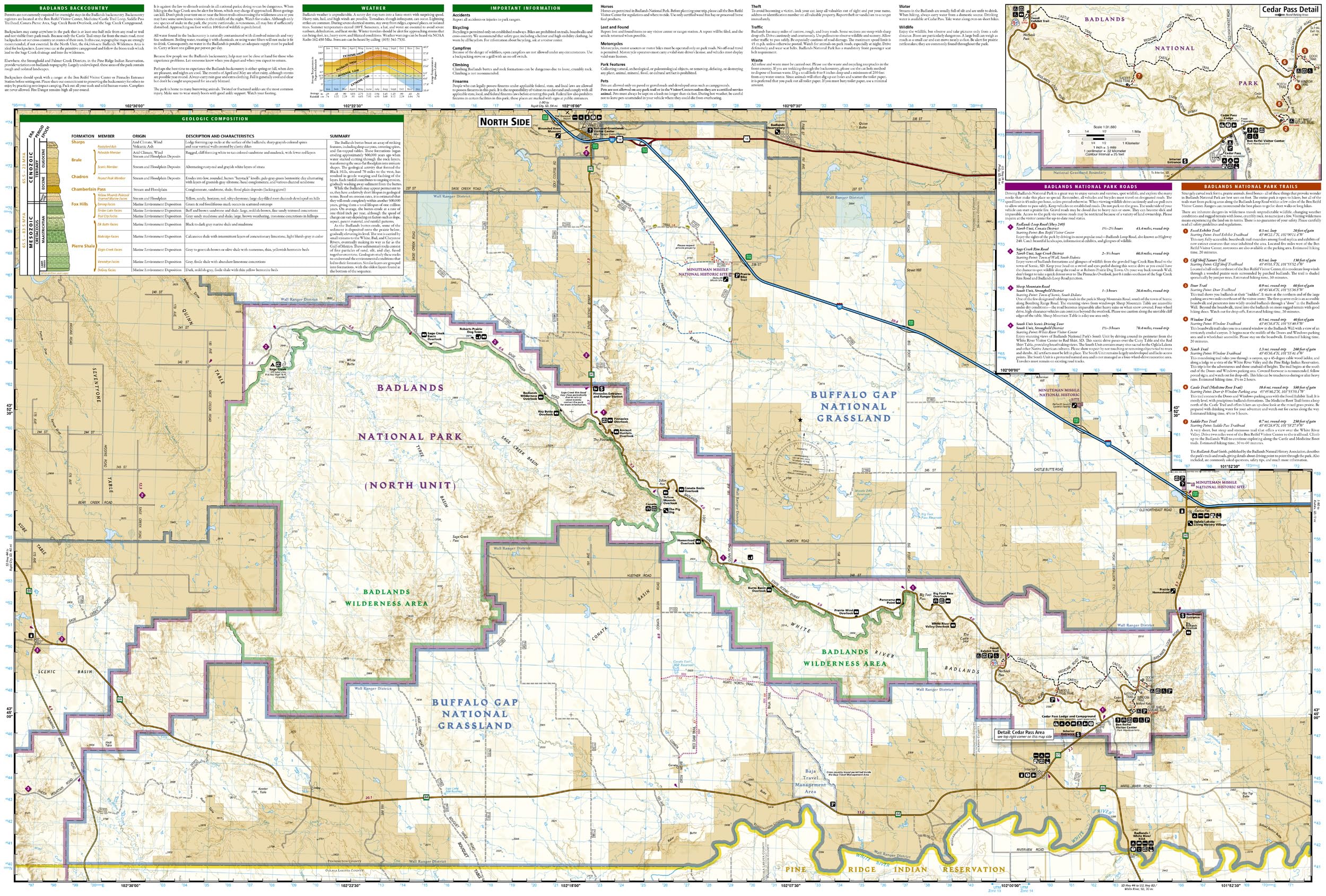 Badlands National Park: South Dakota, USA Outdoor Recreation Map (National Geographic Maps: Trails I