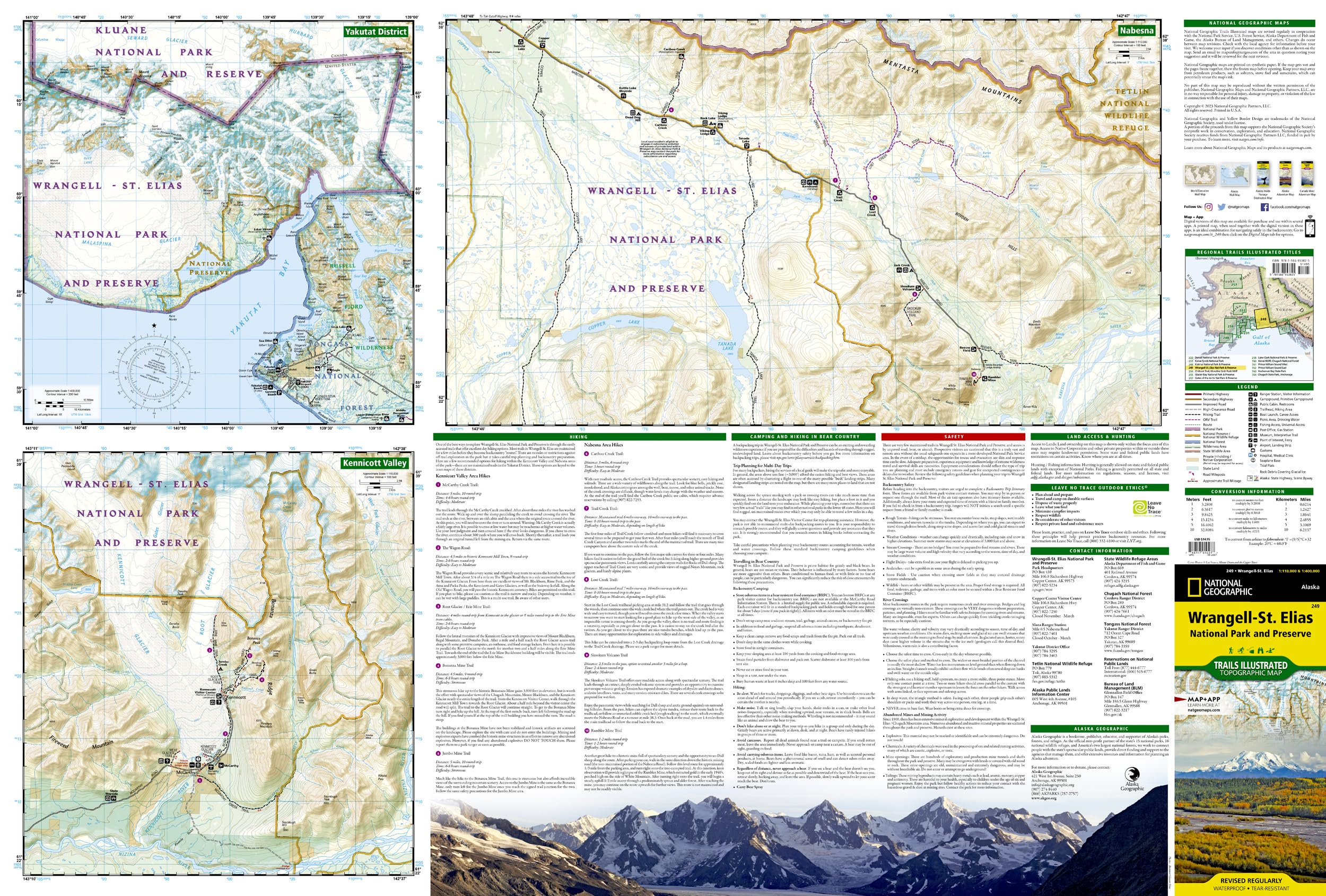 Wrangell-St. Elias National Park and Preserve Map (National Geographic Trails Illustrated Map, 249)