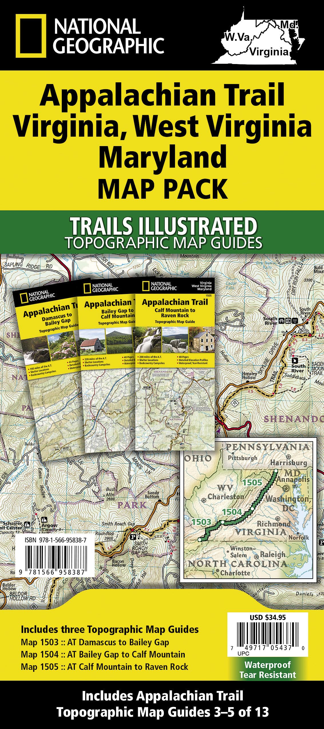 Appalachian Trail: Virginia, West Virginia, Maryland [Map Pack Bundle] (National Geographic Trails Illustrated Map)