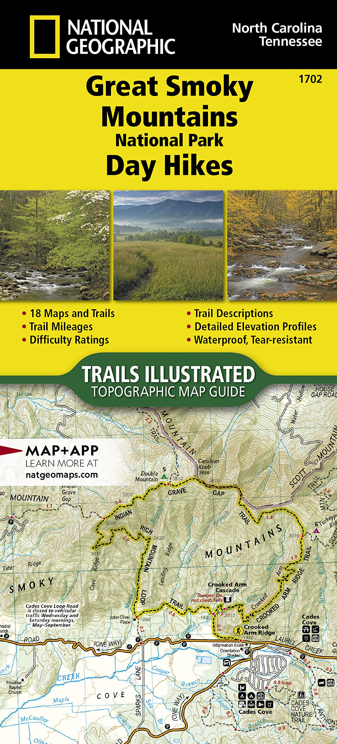 Great Smoky Mountains National Park Day Hikes Map (National Geographic Topographic Map Guide, 1702)