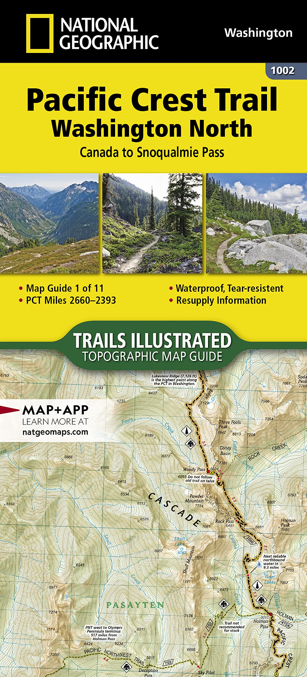 Pacific Crest Trail: Washington North Map [Canada to Snoqualmie Pass] (National Geographic Topographic Map Guide, 1002)