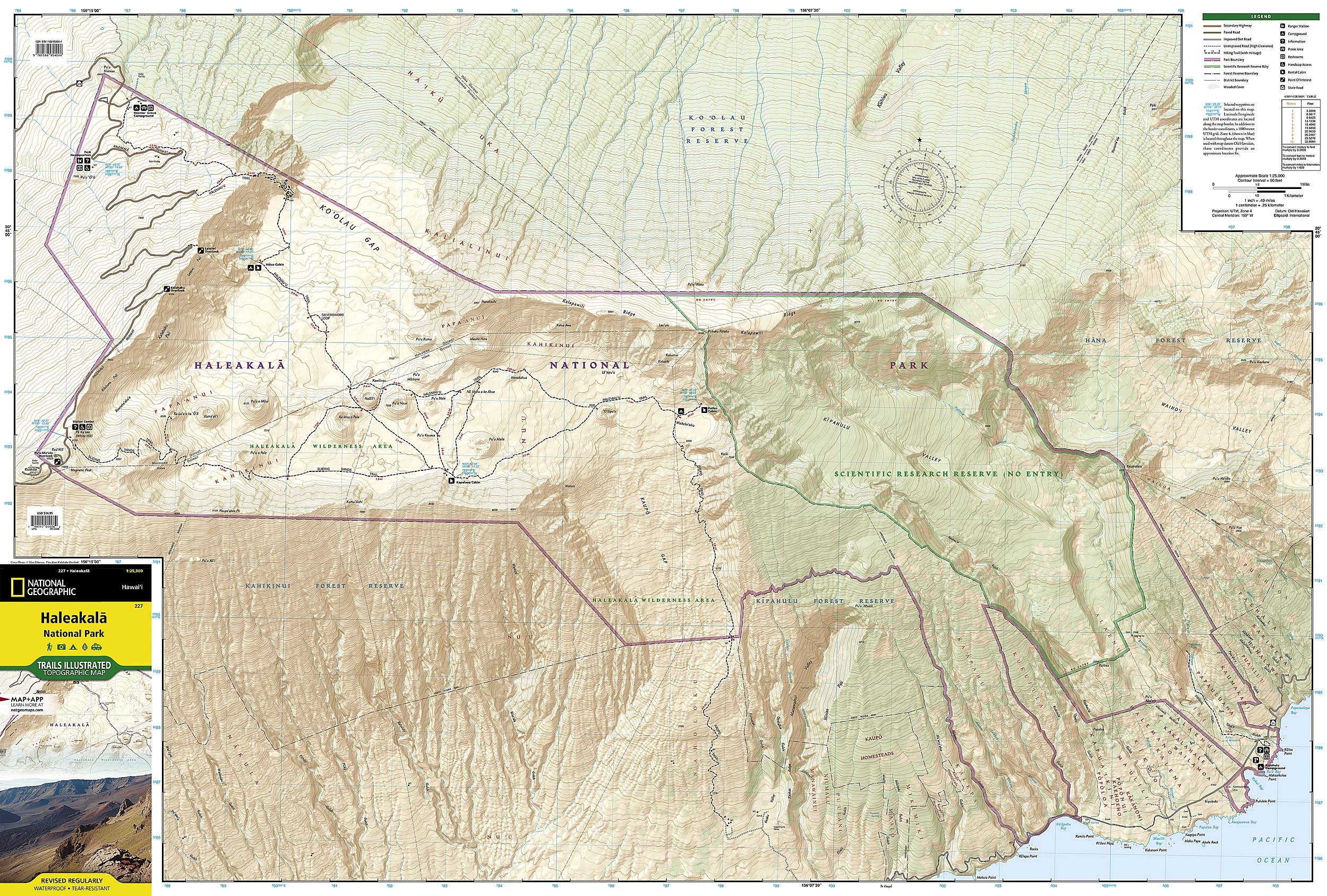 Haleakala National Park Map (National Geographic Trails Illustrated Map, 227)