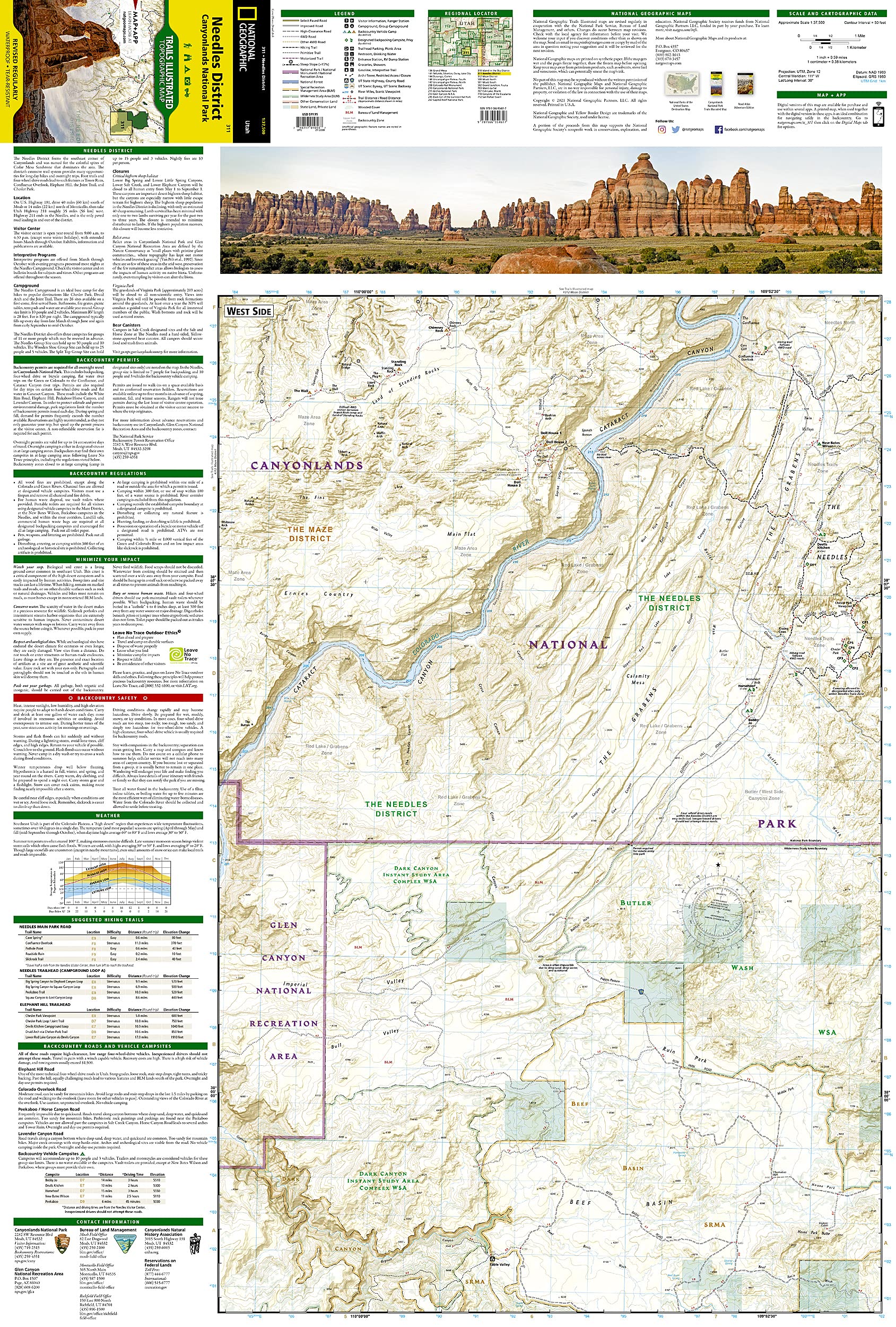 Needles District: Canyonlands National Park Map (National Geographic Trails Illustrated Map, 311)