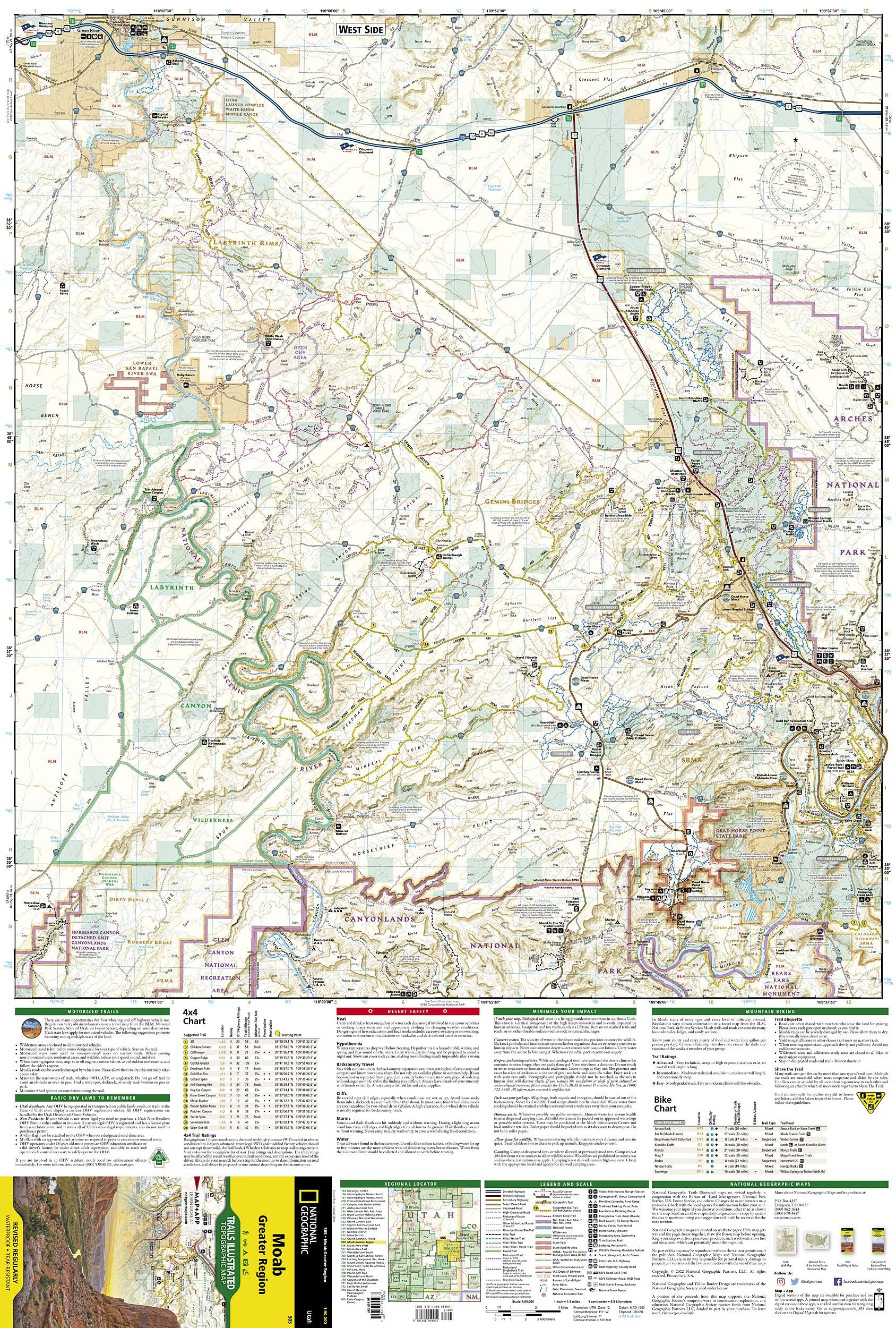 Moab Greater Region Map (National Geographic Trails Illustrated Map, 505)