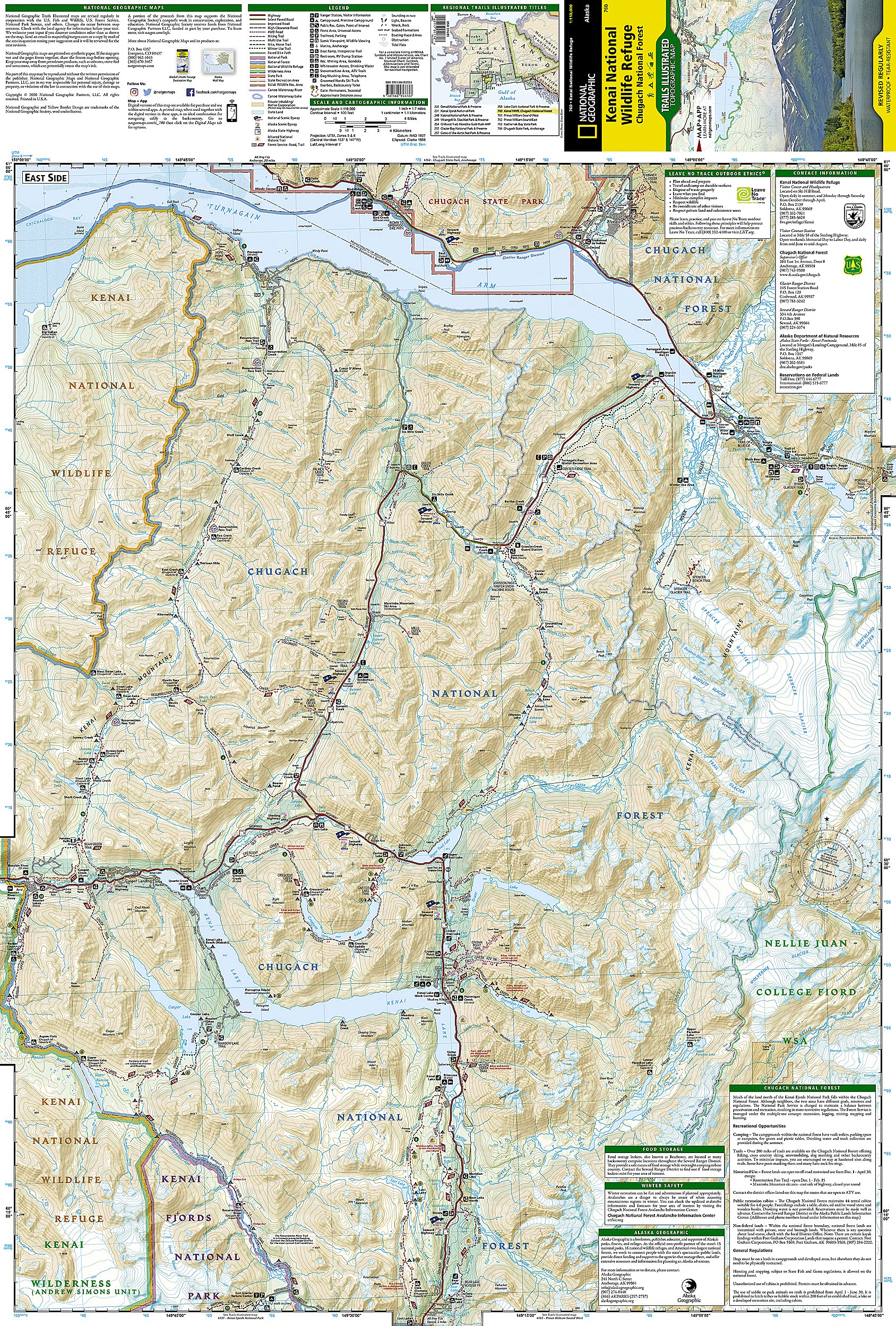 Kenai National Wildlife Refuge Map [Chugach National Forest] (National Geographic Trails Illustrated Map, 760)