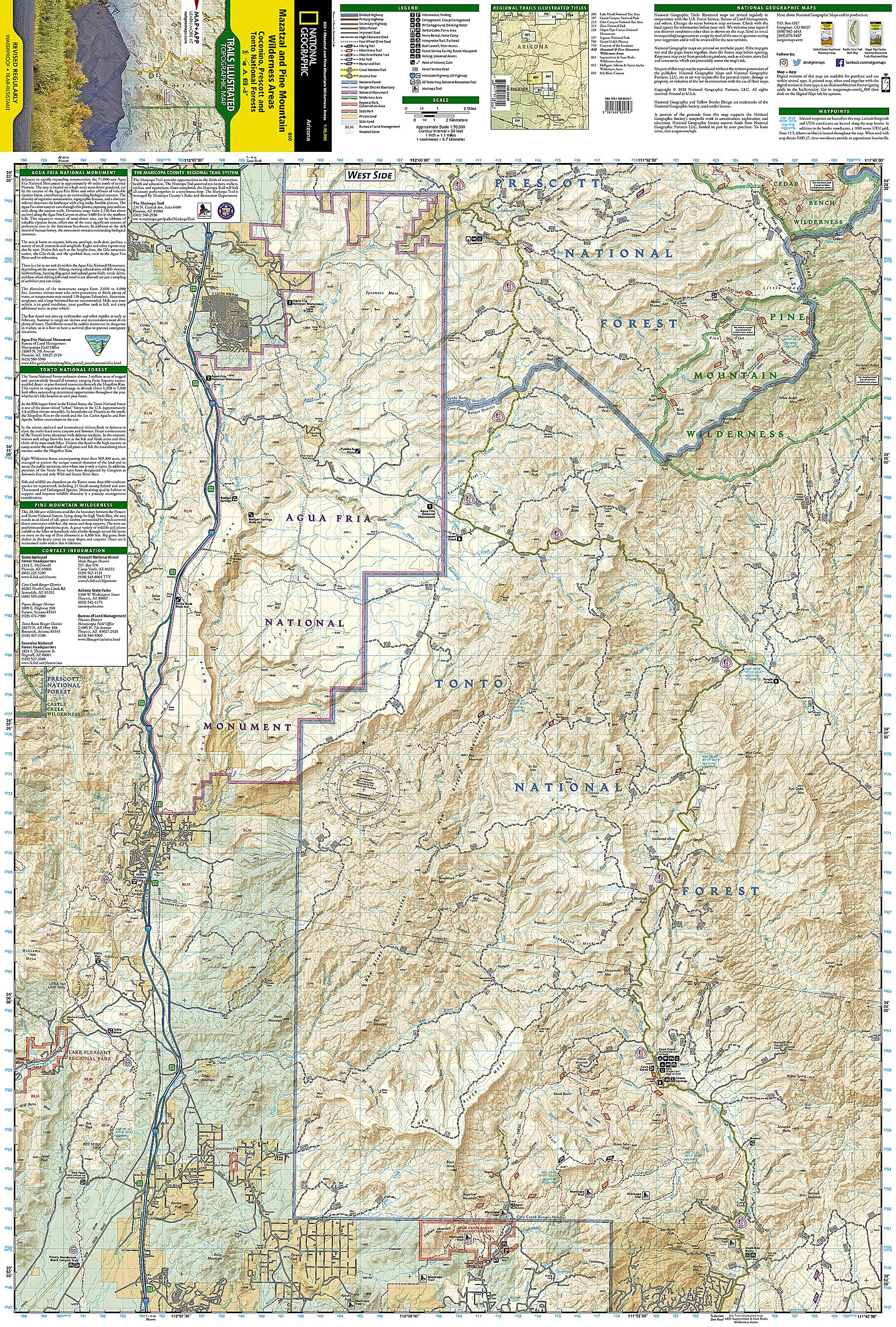 Mazatzal and Pine Mountain Wilderness Areas Map [Coconino, Prescott, and Tonto National Forests] (National Geographic Trails Illustrated Map, 850)