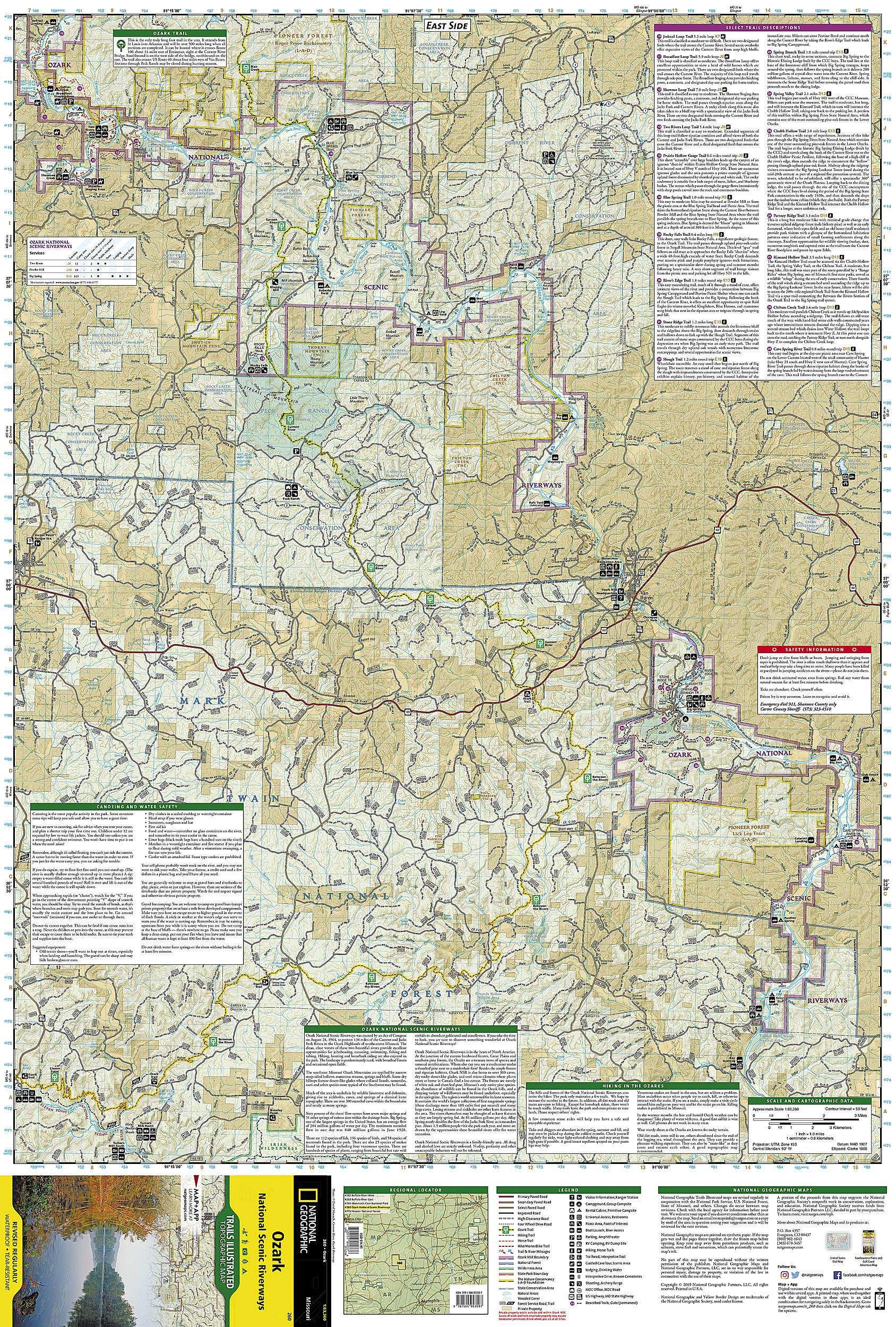 Ozark National Scenic Riverways Map (National Geographic Trails Illustrated Map, 260)