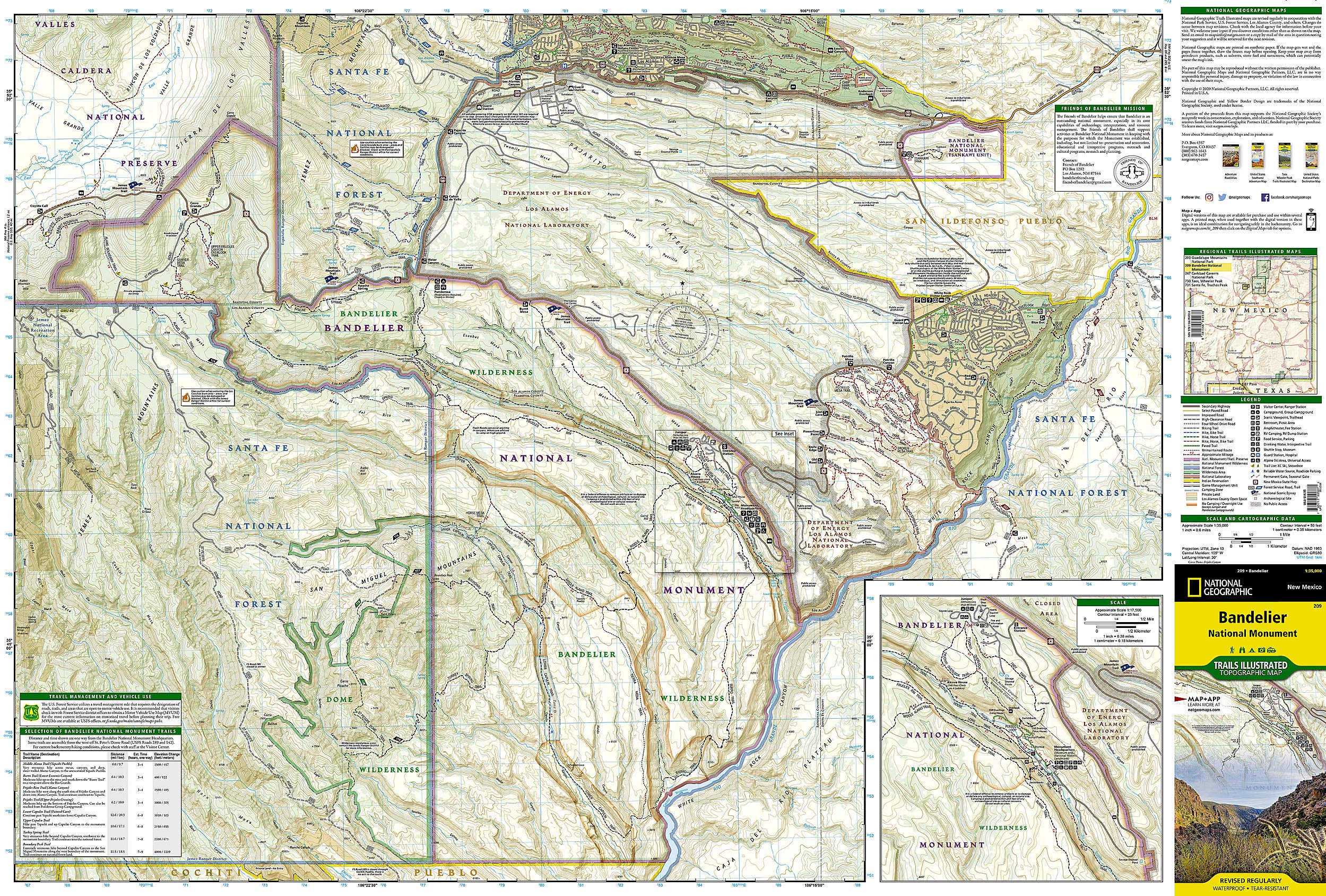 Bandelier National Monument Map (National Geographic Trails Illustrated Map, 209)