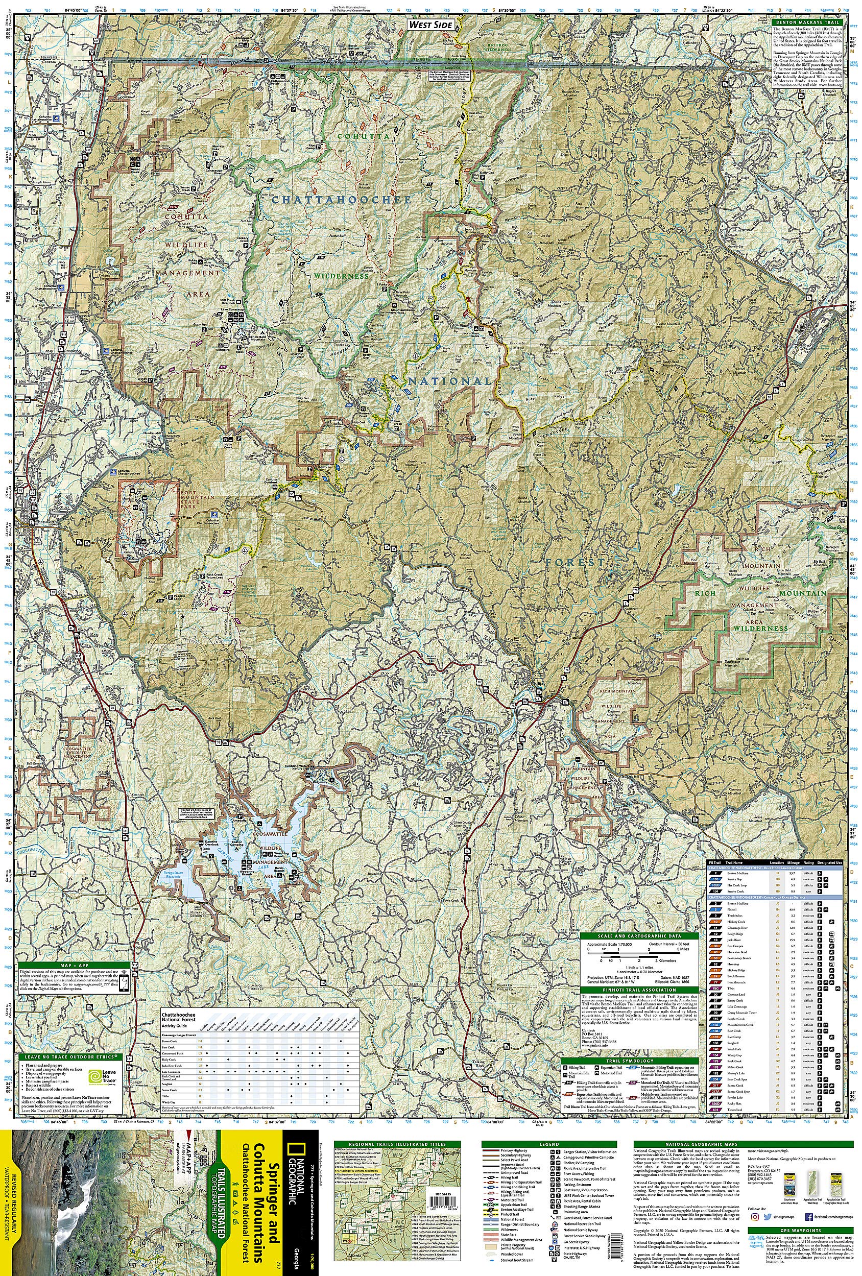 Springer and Cohutta Mountains Map [Chattahoochee National Forest] (National Geographic Trails Illustrated Map, 777)