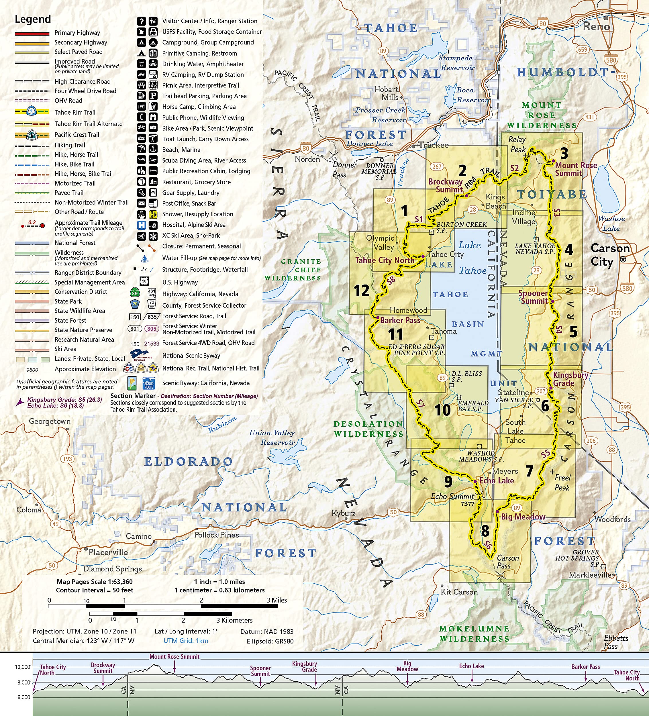 Tahoe Rim Trail Map (National Geographic Topographic Map Guide, 1013)