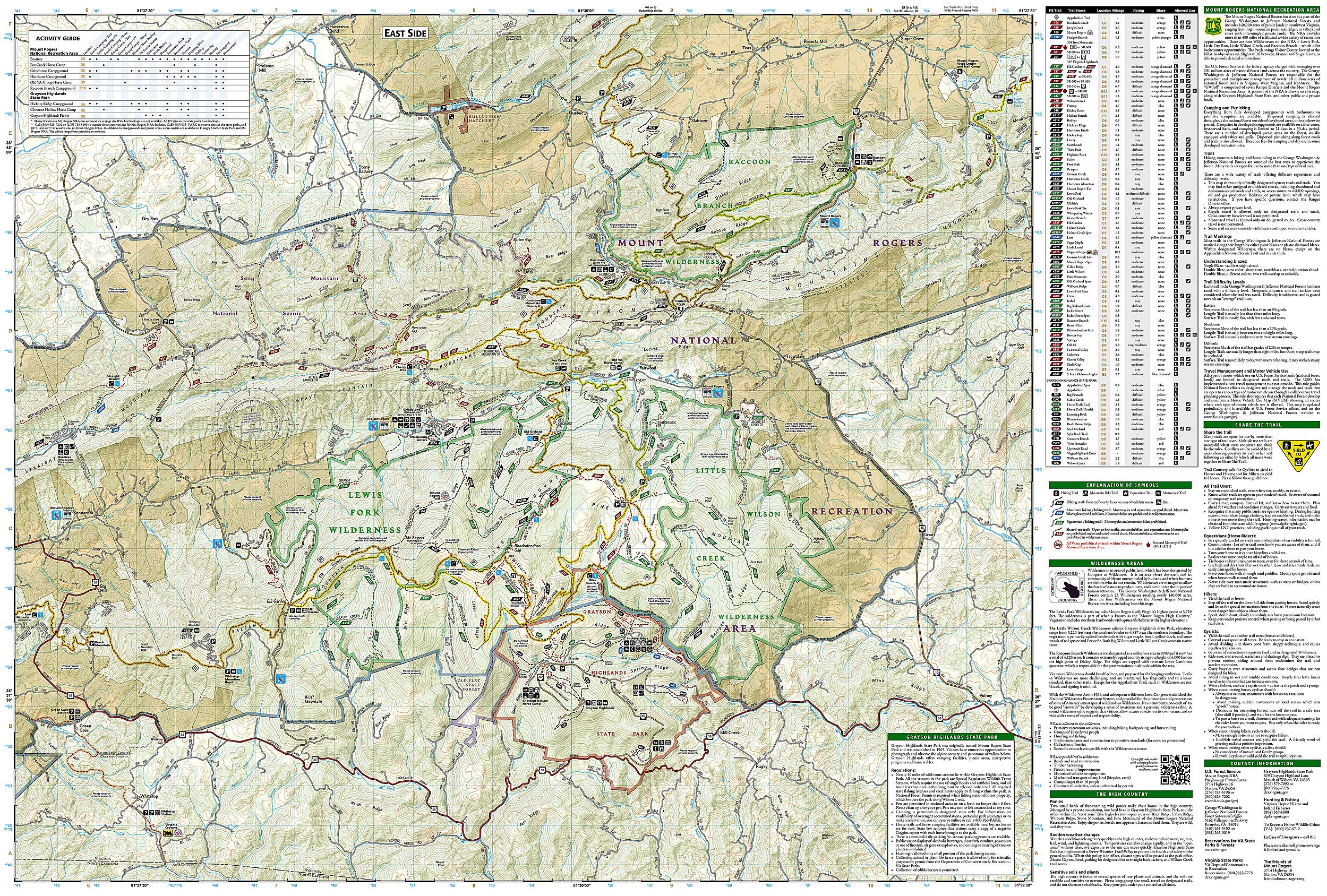 Mount Rogers High Country Map [Grayson Highlands State Park] (National Geographic Trails Illustrated Map, 318)