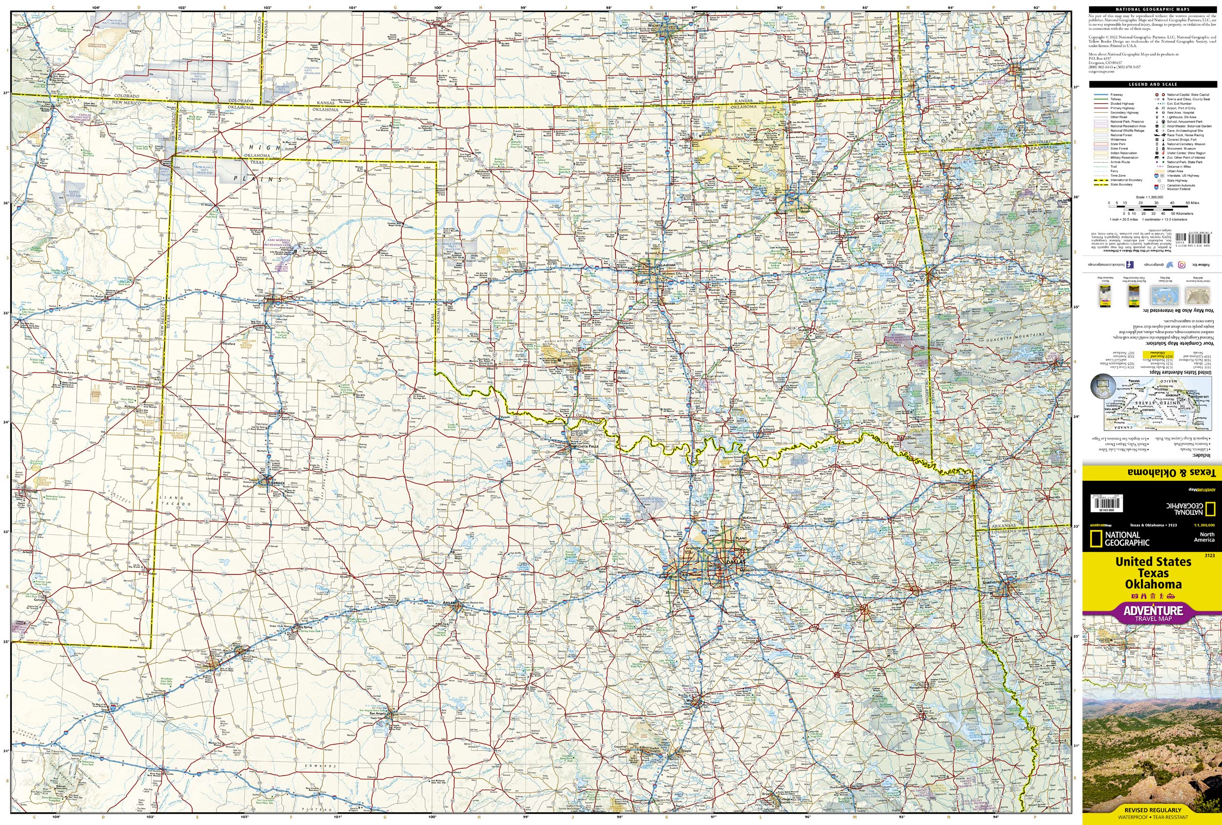 United States, Texas and Oklahoma Map (National Geographic Adventure Map, 3123)