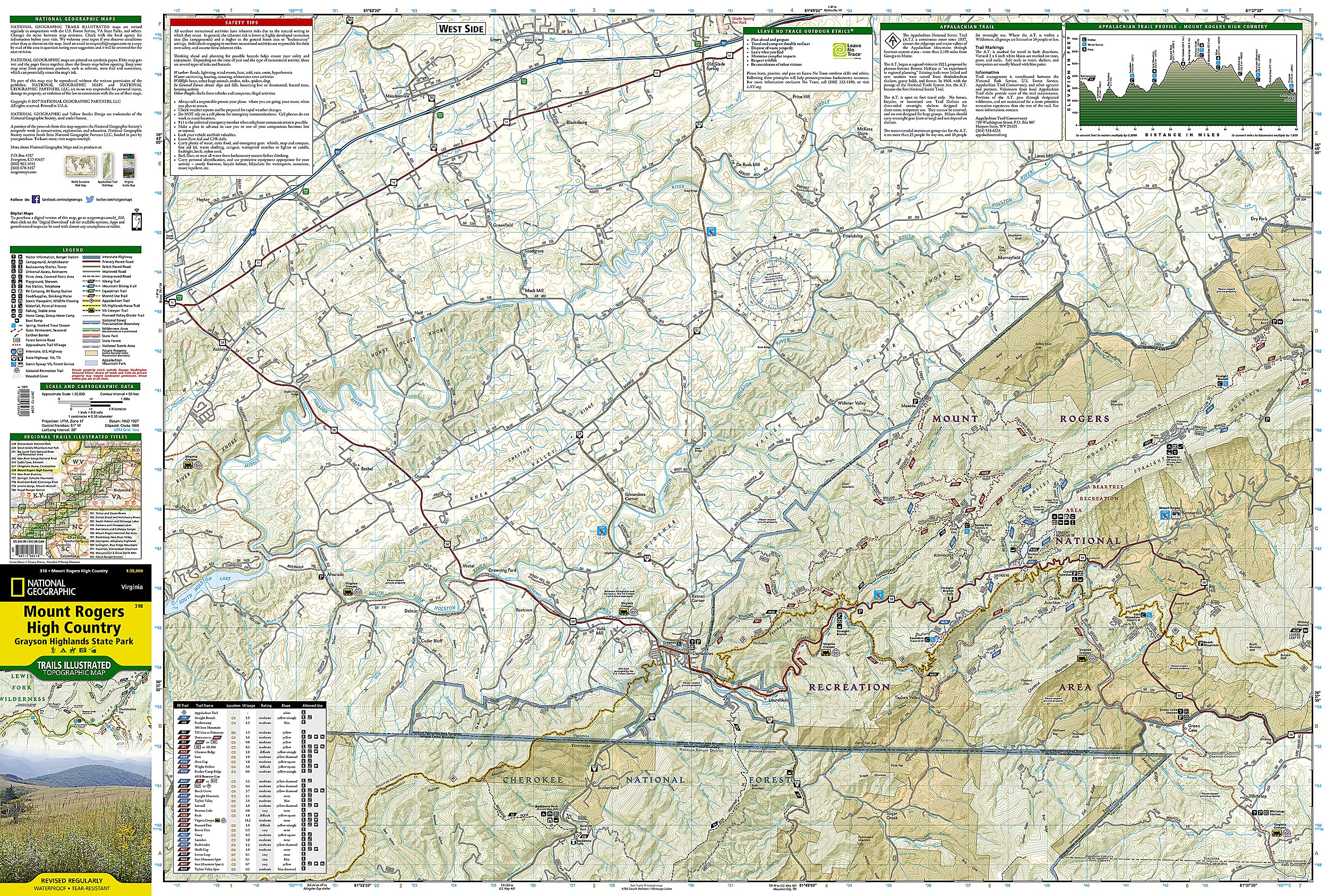 Mount Rogers High Country Map [Grayson Highlands State Park] (National Geographic Trails Illustrated Map, 318)