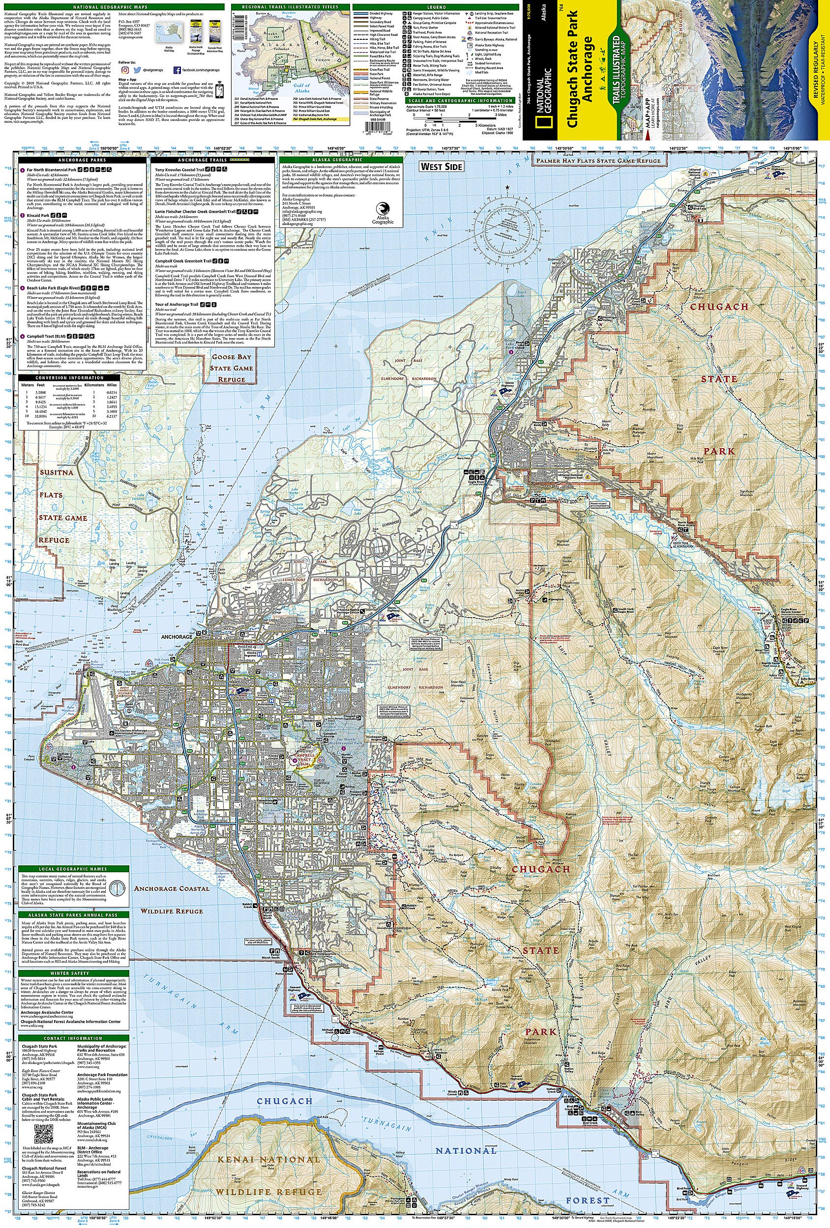 Chugach State Park, Anchorage Map (National Geographic Trails Illustrated Map, 764)