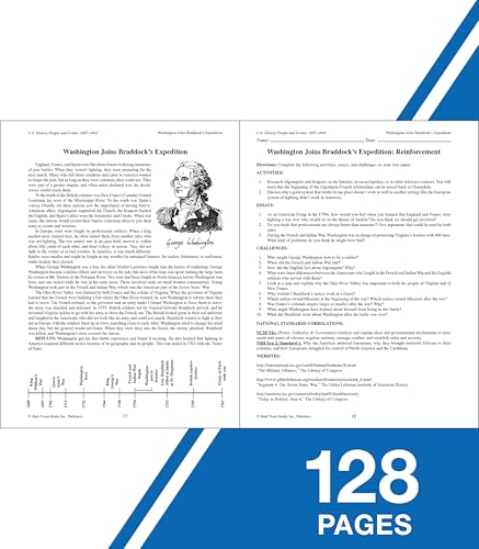 Mark Twain American History Workbook, Grades 6-12, US History of People and Events from 1607-1865, Declaration of Independence, Constitution of the ... Curriculum (American History Series)