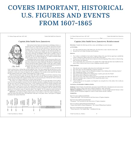 Mark Twain American History Workbook, Grades 6-12, US History of People and Events from 1607-1865, Declaration of Independence, Constitution of the ... Curriculum (American History Series)