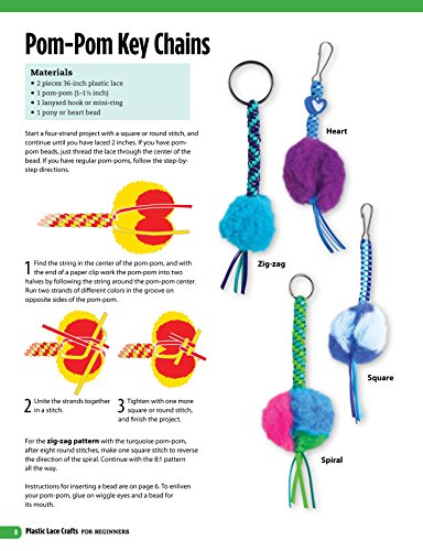 Plastic Lace Crafts for Beginners: Groovy Gimp, Super Scoubidou, and Beast Boondoggle (Design Originals) Master the Essential Techniques of Lacing 4-Strand & 6-Strand Key Chains, Bracelets, & More