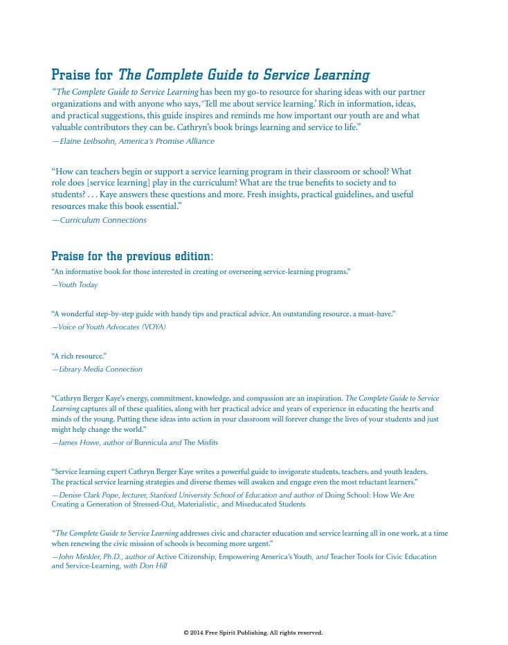 The Complete Guide to Service Learning: Proven, Practical Ways to Engage Students in Civic Responsibility, Academic Curriculum, & Social Action (Free Spirit Professional®)