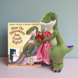 MerryMakers How Do Dinosaurs Say Good Night? Plush Doll, 14-Inch , Green